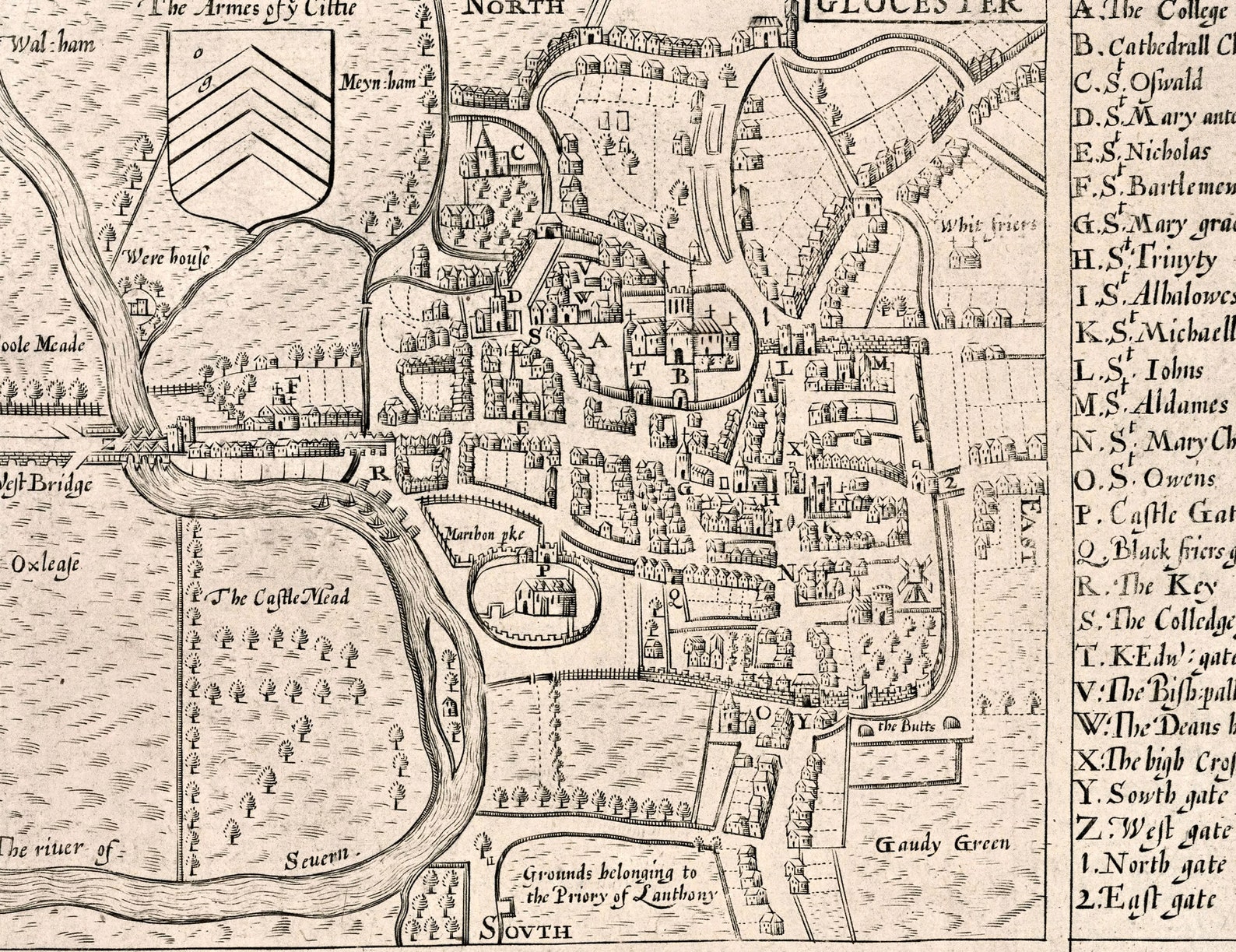 Old Map of Gloucestershire, 1611 by John Speed - Bristol, Cheltenham ...