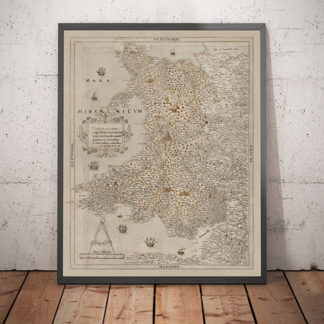 Old Map of Wales, Cymru by Saxton in 1580 - First Accurate Chart of ...