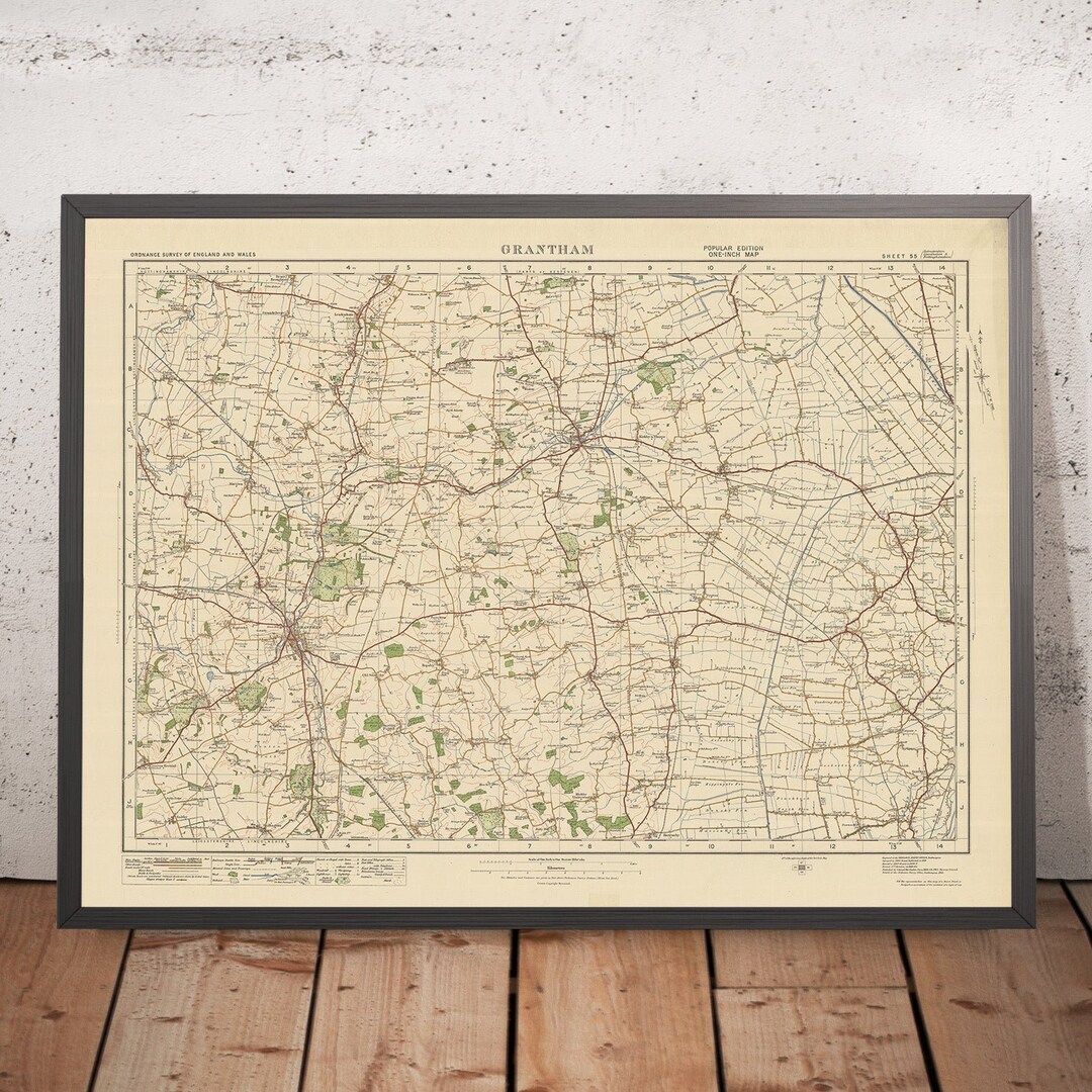 Old Ordnance Survey Map, Sheet 55 - Grantham, 1925: Sleaford, Donington ...
