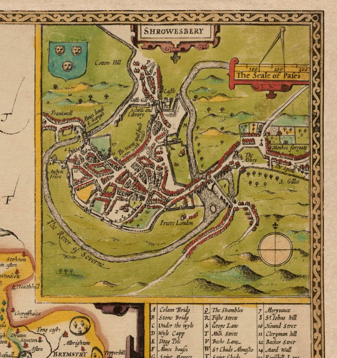 Old Map of Shropshire in 1611 by John Speed - Shrewsbury, Telford ...