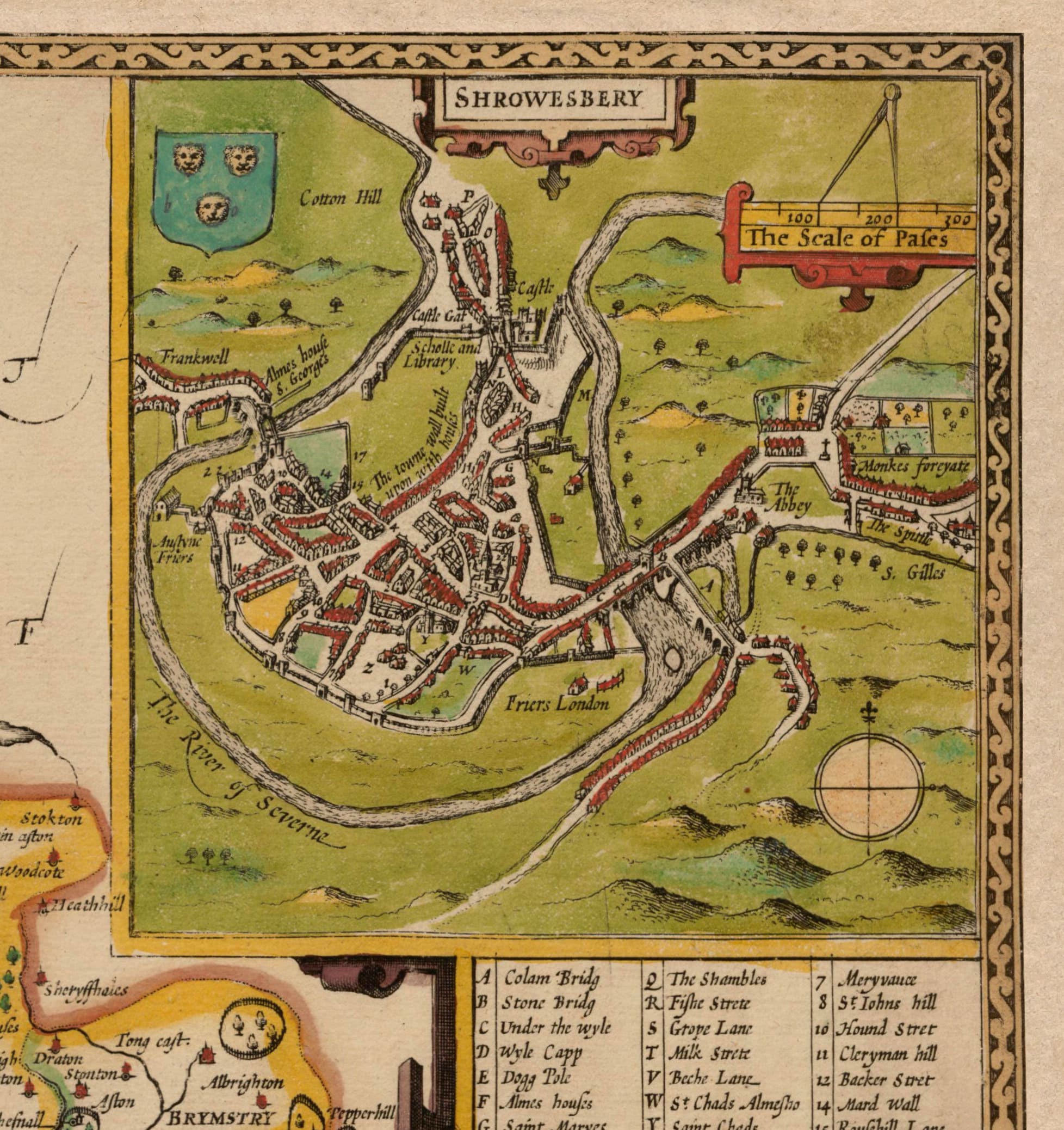 Old Map of Shropshire in 1611 by John Speed Shrewsbury - Etsy UK