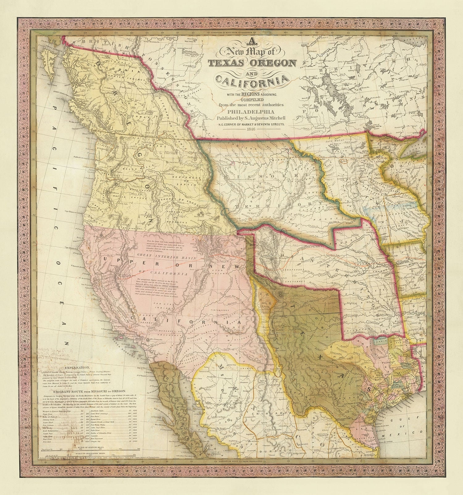 Old Map of the Western USA 1846 by Mitchell Big California - Etsy