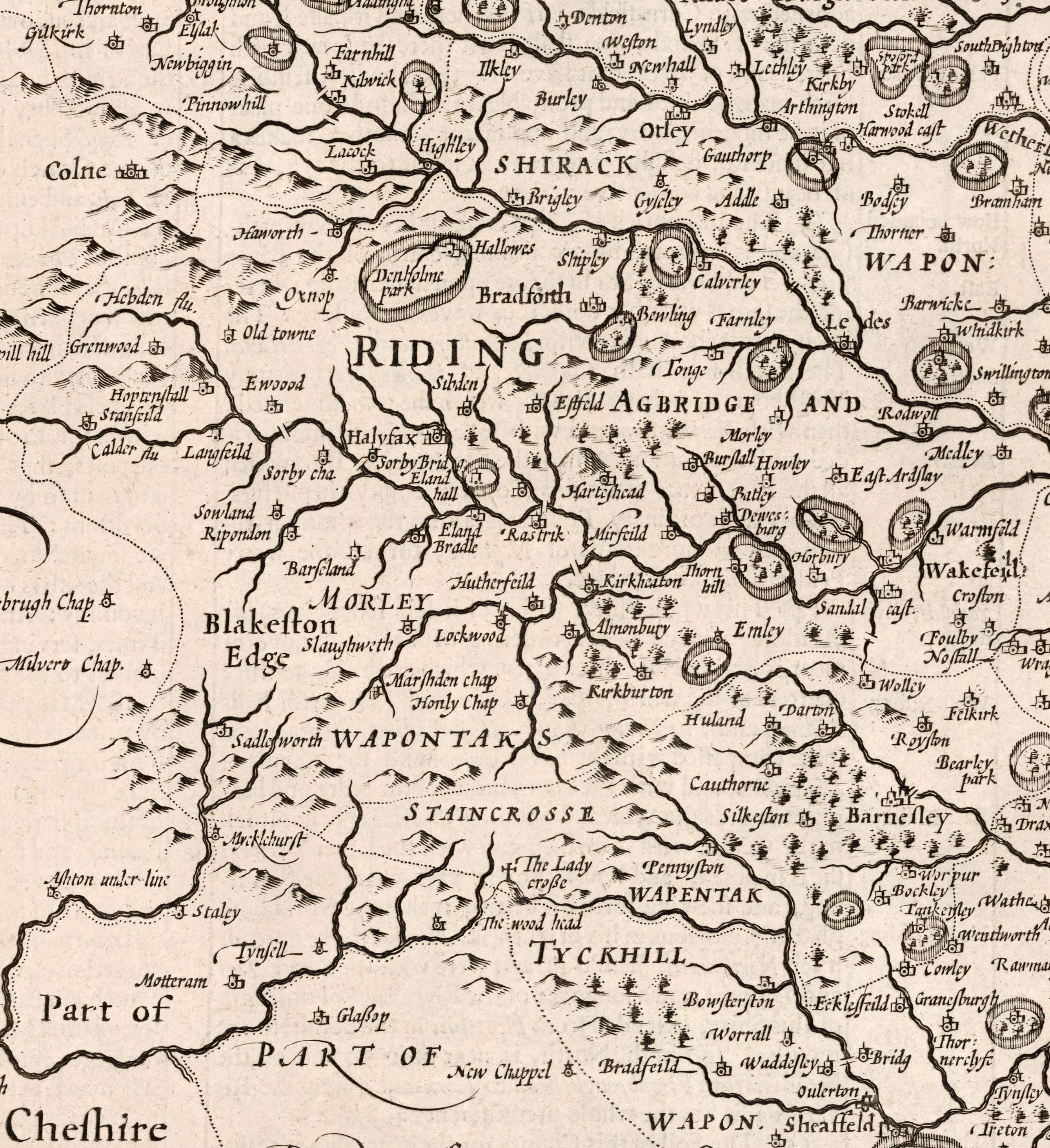 Old Map of Yorkshire in 1611 by John Speed - Hull, York, Middlesbrough ...