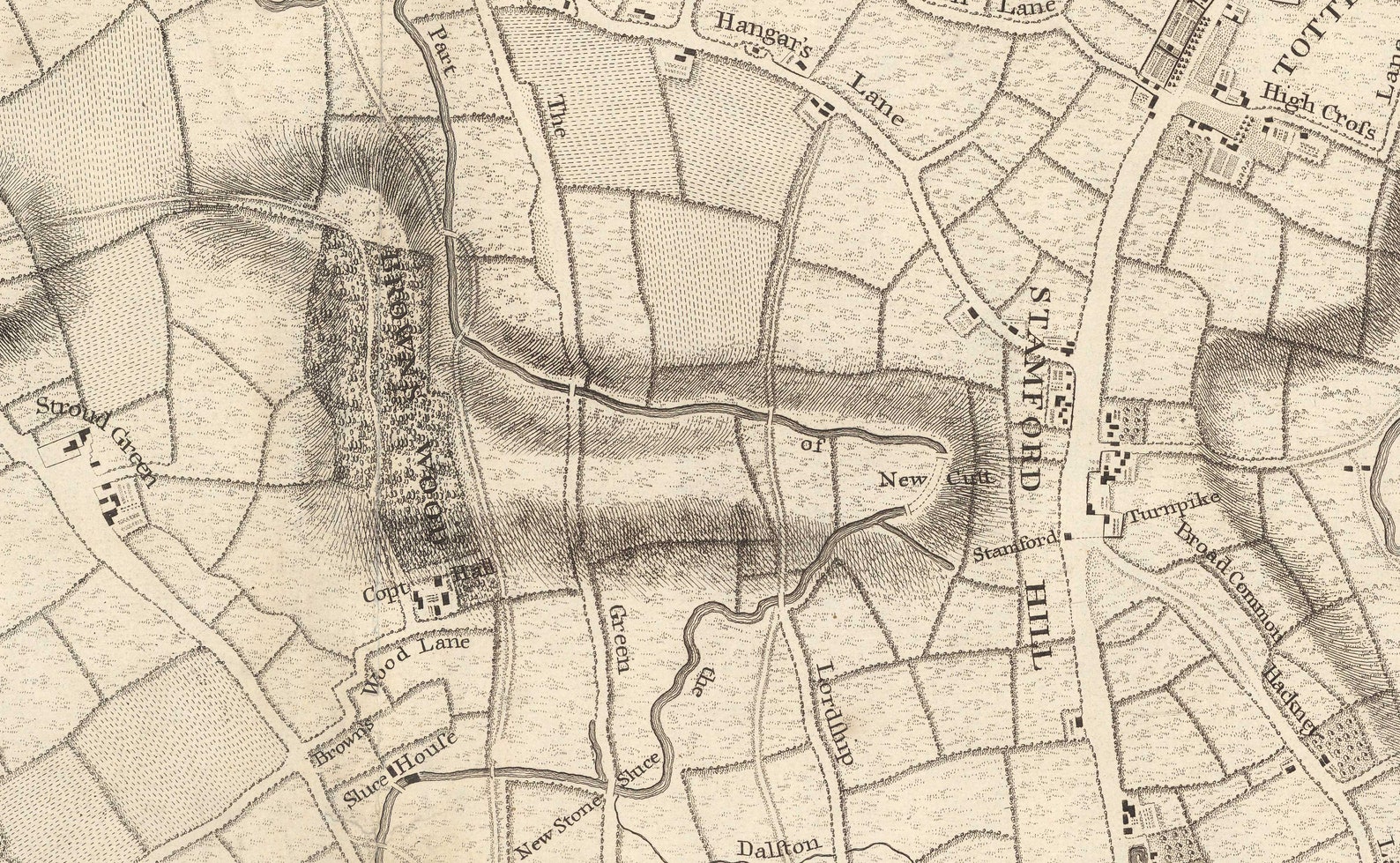 Old Map of North London in 1746 by John Rocque - Highgate, Clapton ...
