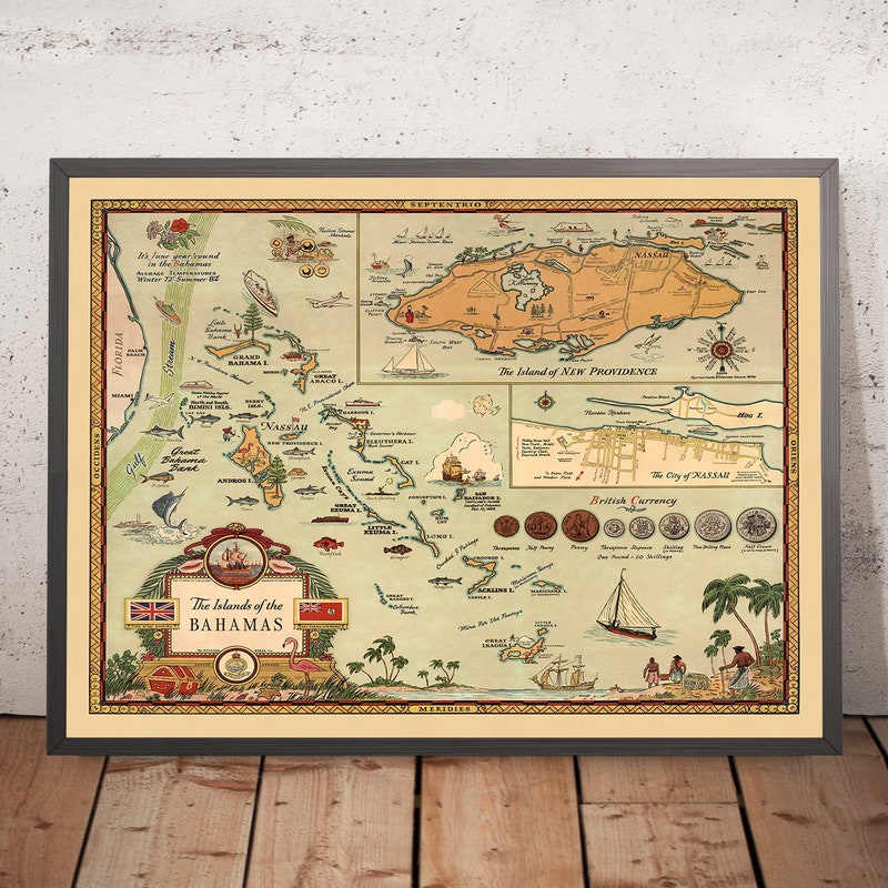 Old Bahamian Maps - Etsy UK