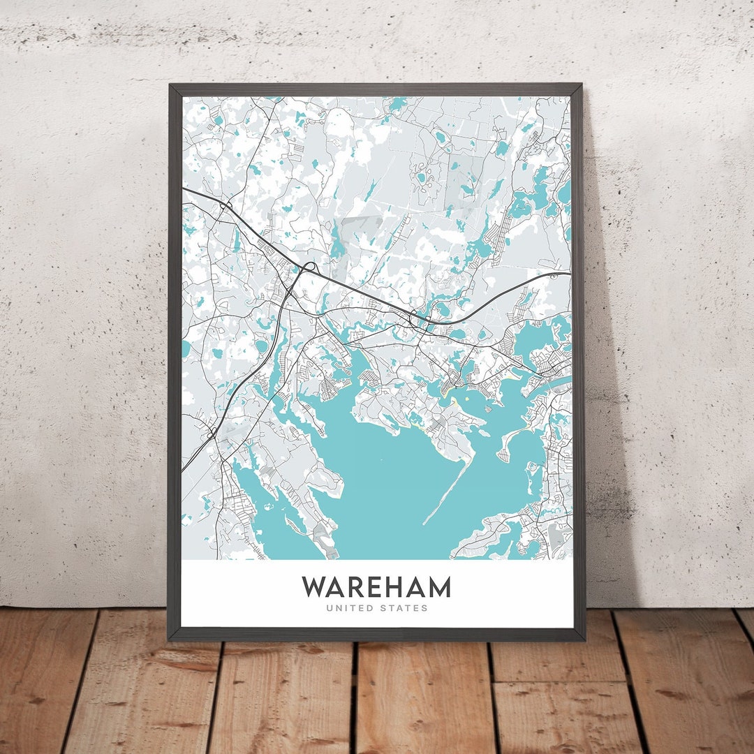 Modern City Map of Wareham, MA: Agawam River, Buttermilk Bay, Great ...