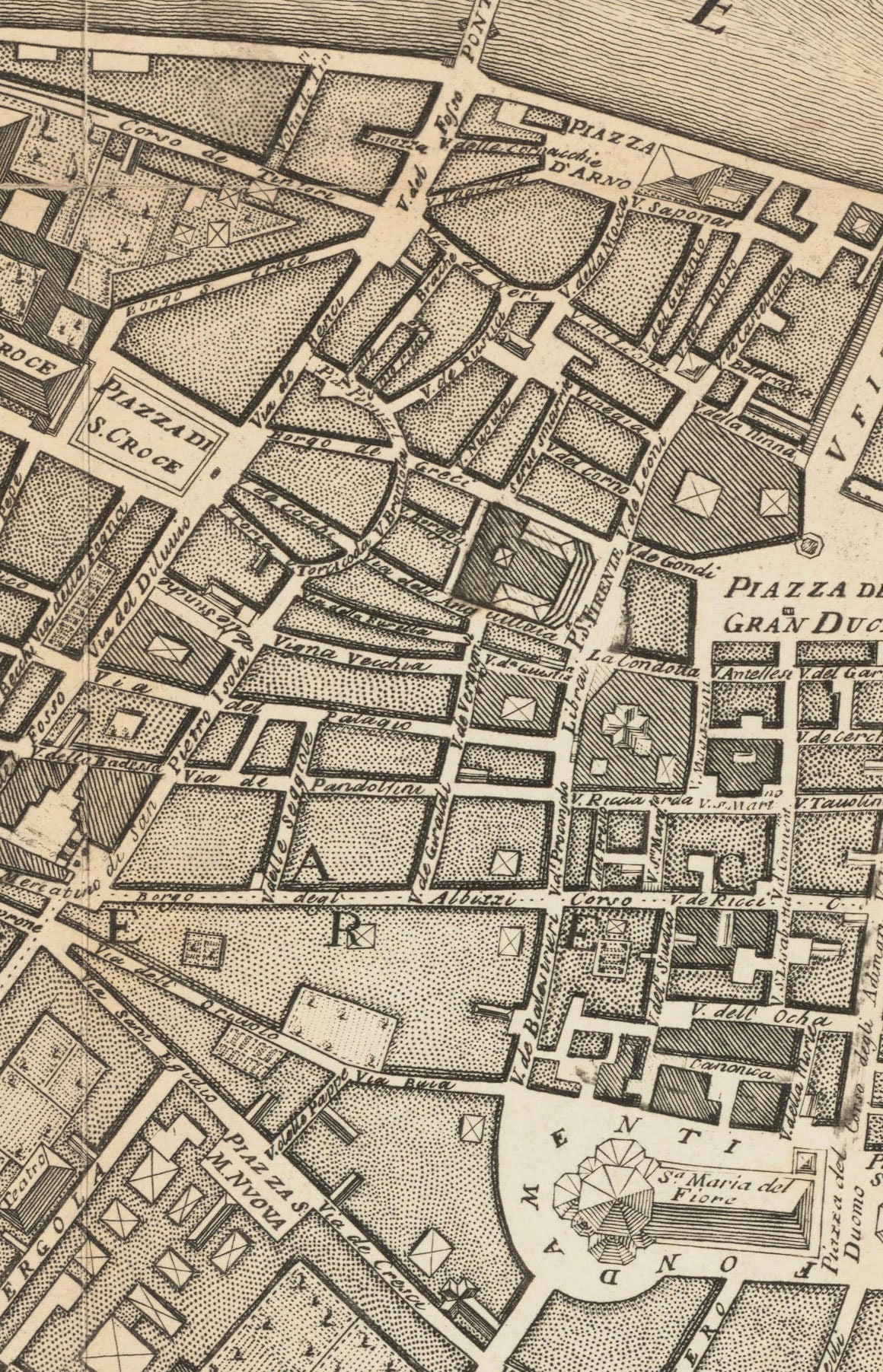 Old Map of Florence, Firenze, 1847 by Molini & Ruggieri - Uffizi, Santa ...