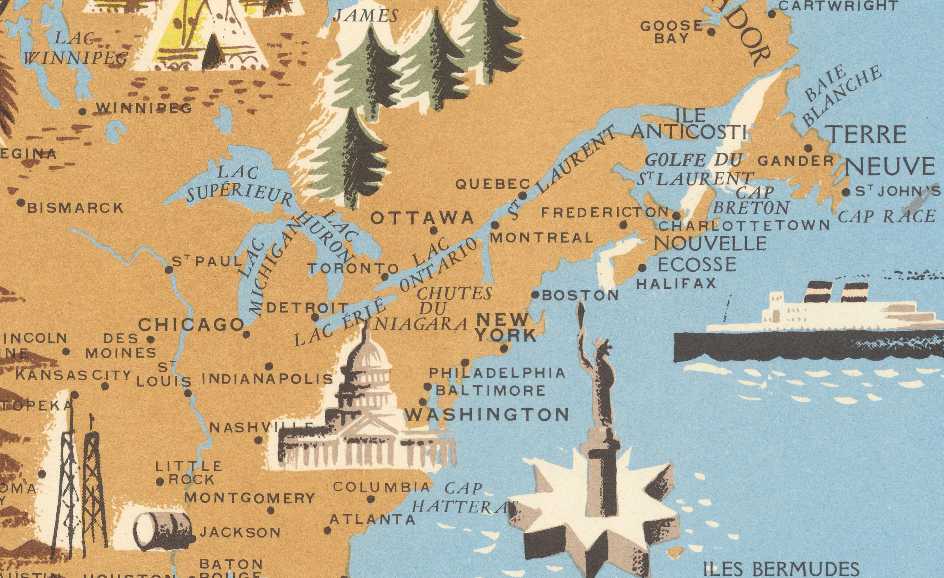 Old French World Map, 1956 - Carte Du Monde Atlas by Blondel La Rougery ...