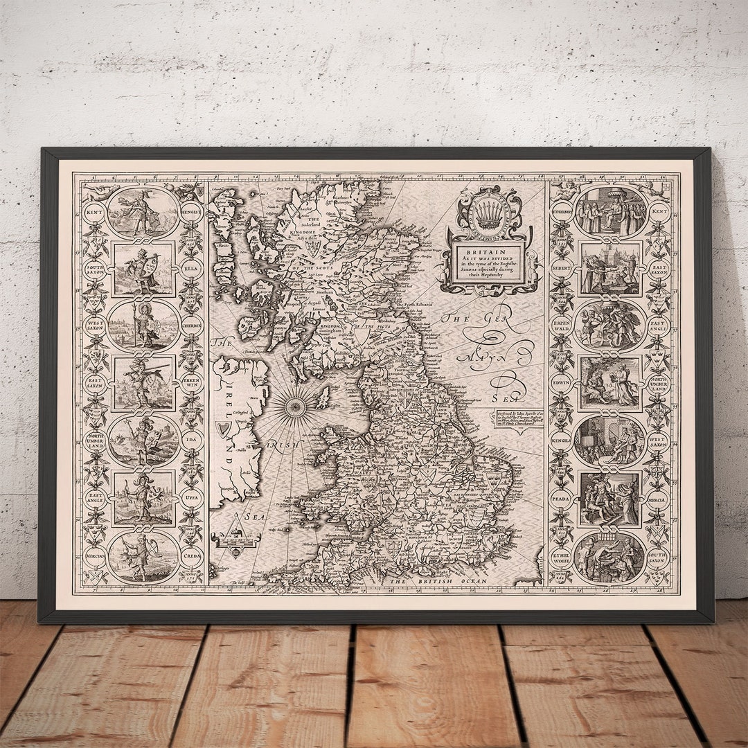 Old Viking Map of England, Wales & Scotland in 1611- Anglo-saxon ...