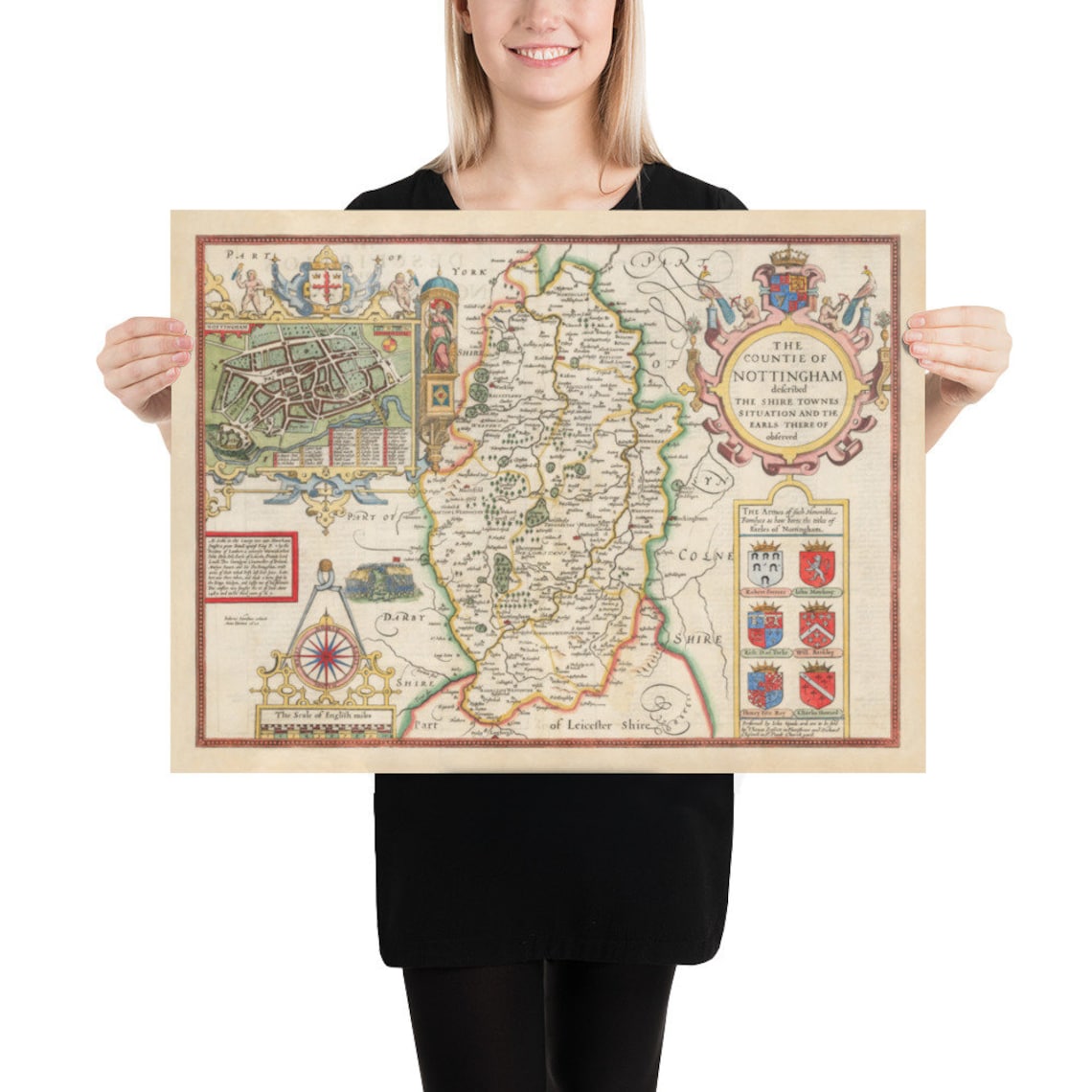 Old Map of Nottinghamshire 1611 by John Speed Nottingham - Etsy UK