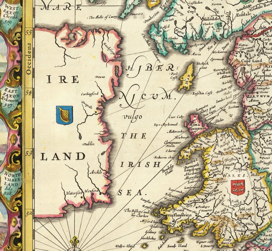 Old Map of England Wales & Scotland in 1645 Antique | Etsy