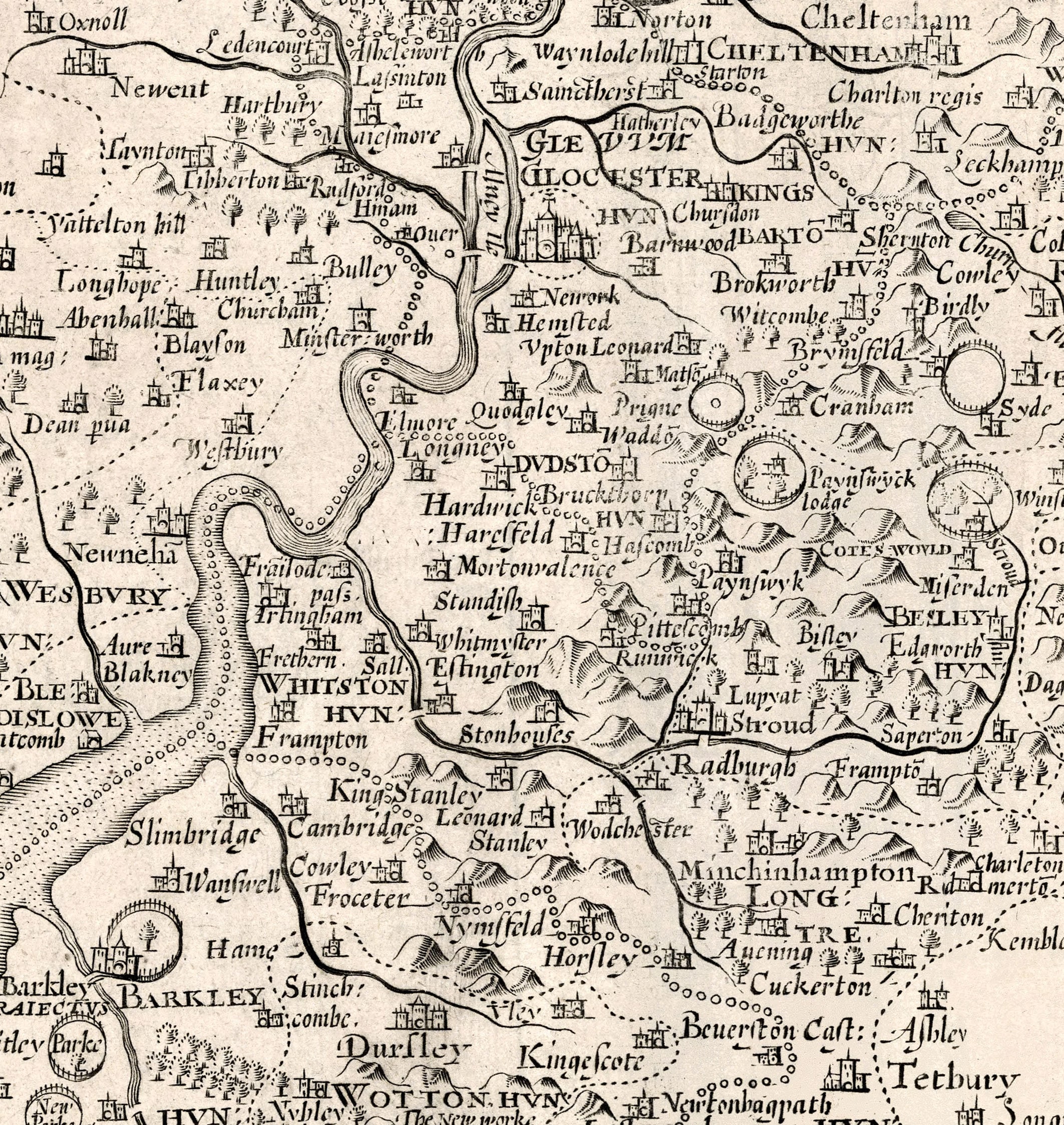Old Map of Gloucestershire 1611 by John Speed Bristol - Etsy