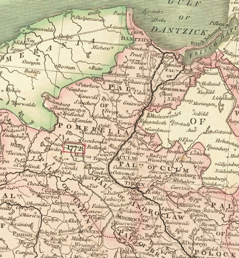 Old Map of Poland by John Cary, 1799 - Partitions of Polish-lithuanian ...