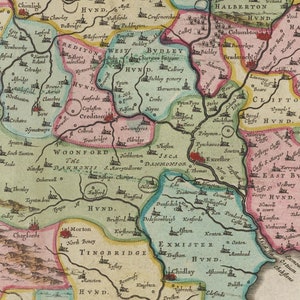 Old Map of Devon in 1665 by Joan Blaeu - Plymouth, Exeter, Torquay ...
