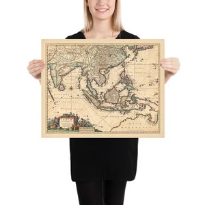 Old Map of the East Indies by Visscher 1690: Southeast Asia - Etsy