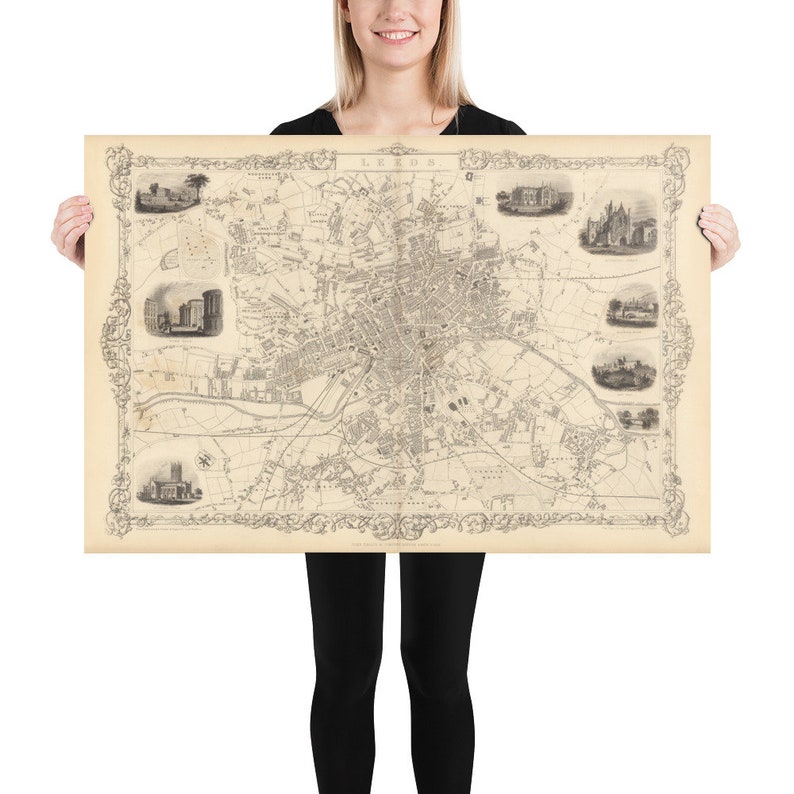 Old Map of Leeds in 1851 by Rapkin - Town Hall, Kirkstall Abbey ...