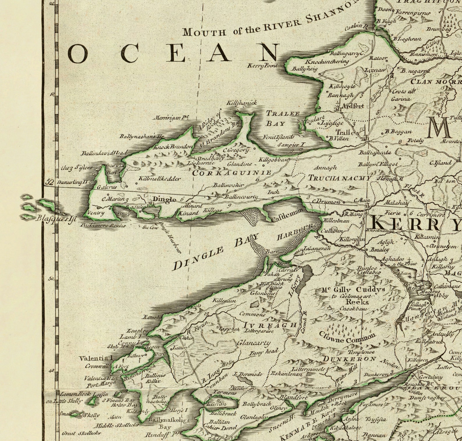 Old Map of Ireland in 1790 by John Rocque Rare Large Wall | Etsy