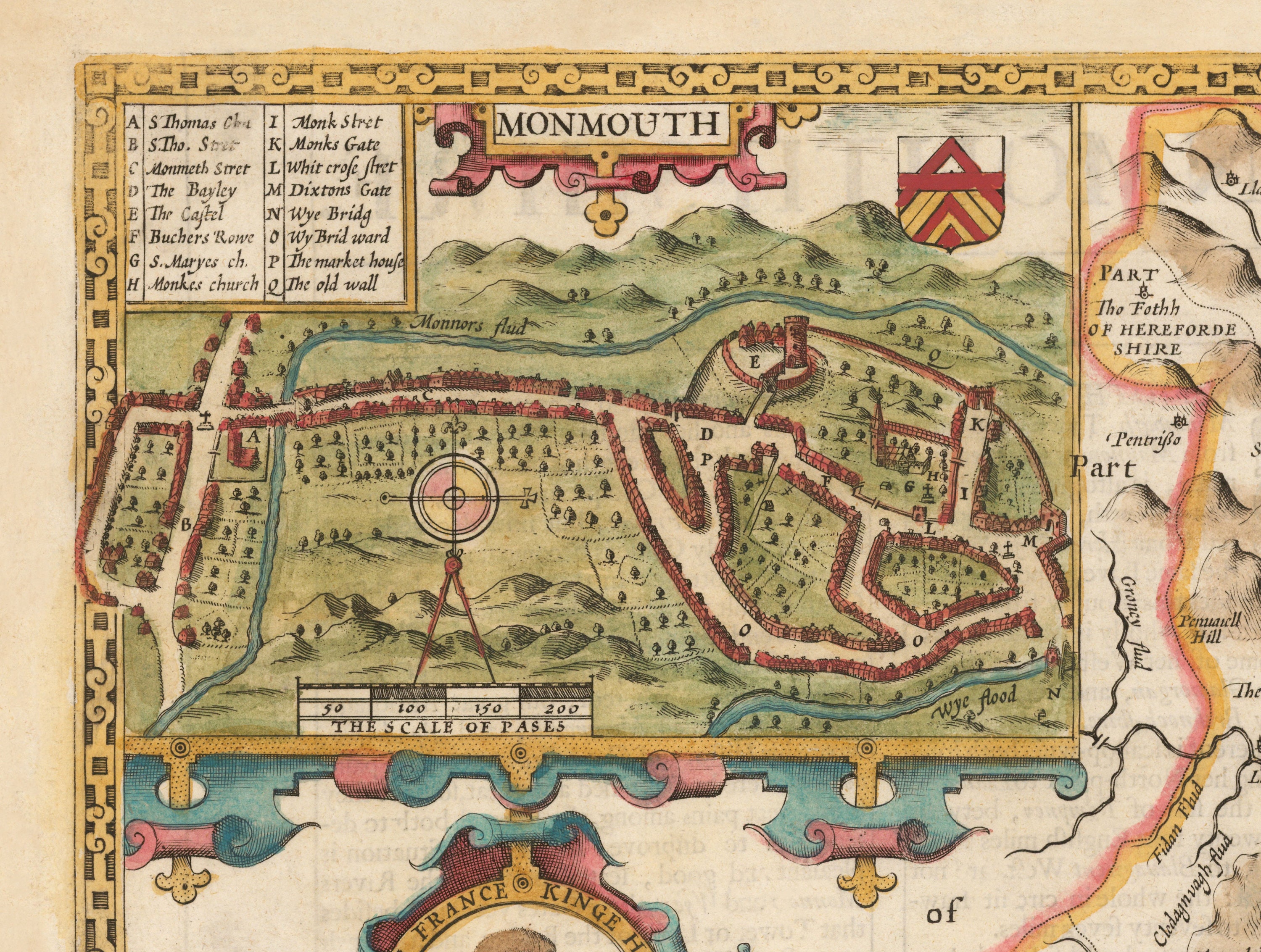 Old Map of Monmouthshire Wales 1611 by John Speed | Etsy