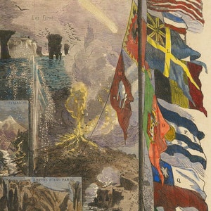 Old World Map, 1876 a Tour of the World From Le Monde 19th Century ...