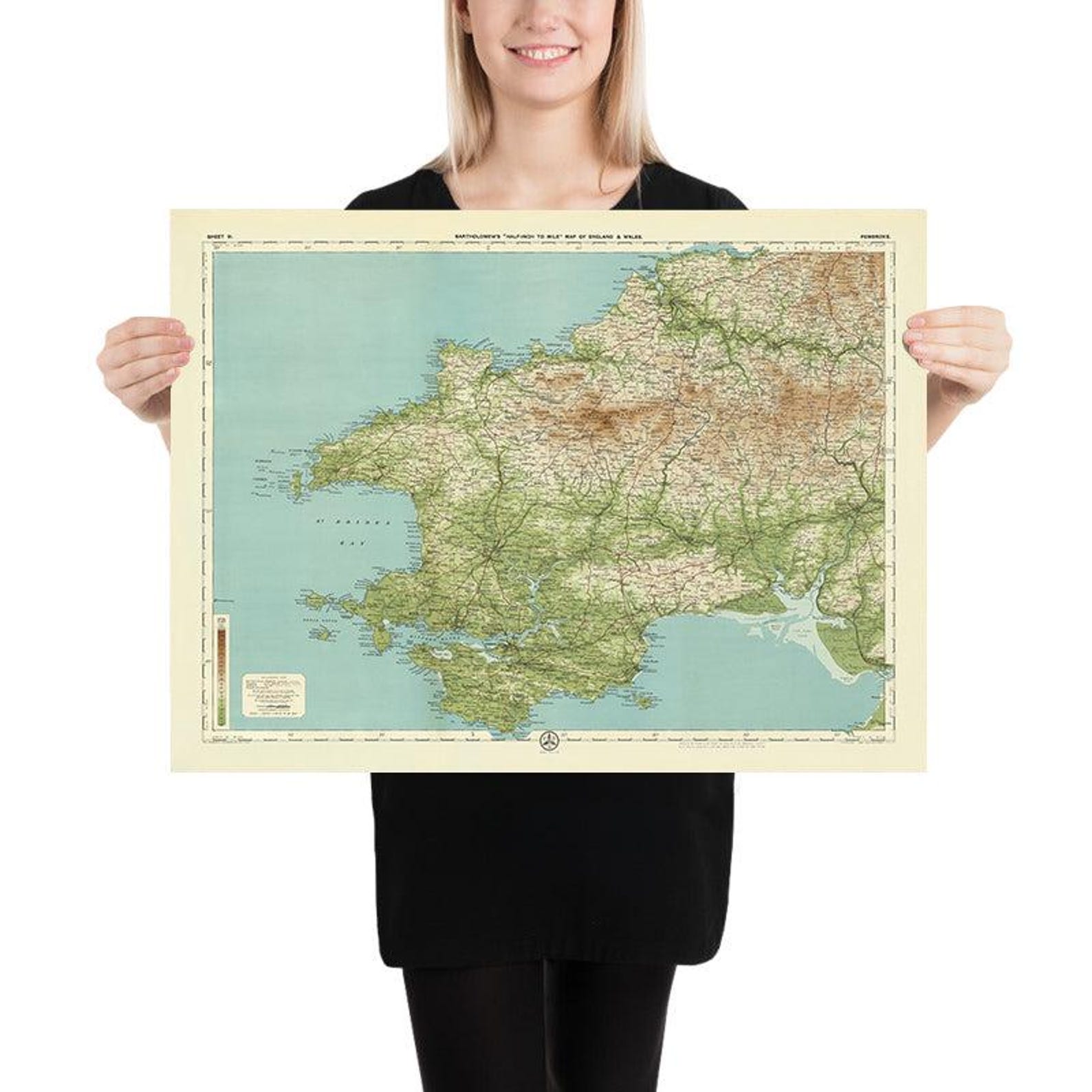 Old OS Map of Pembrokeshire by Bartholomew, 1901: Haverfordwest, Tenby ...