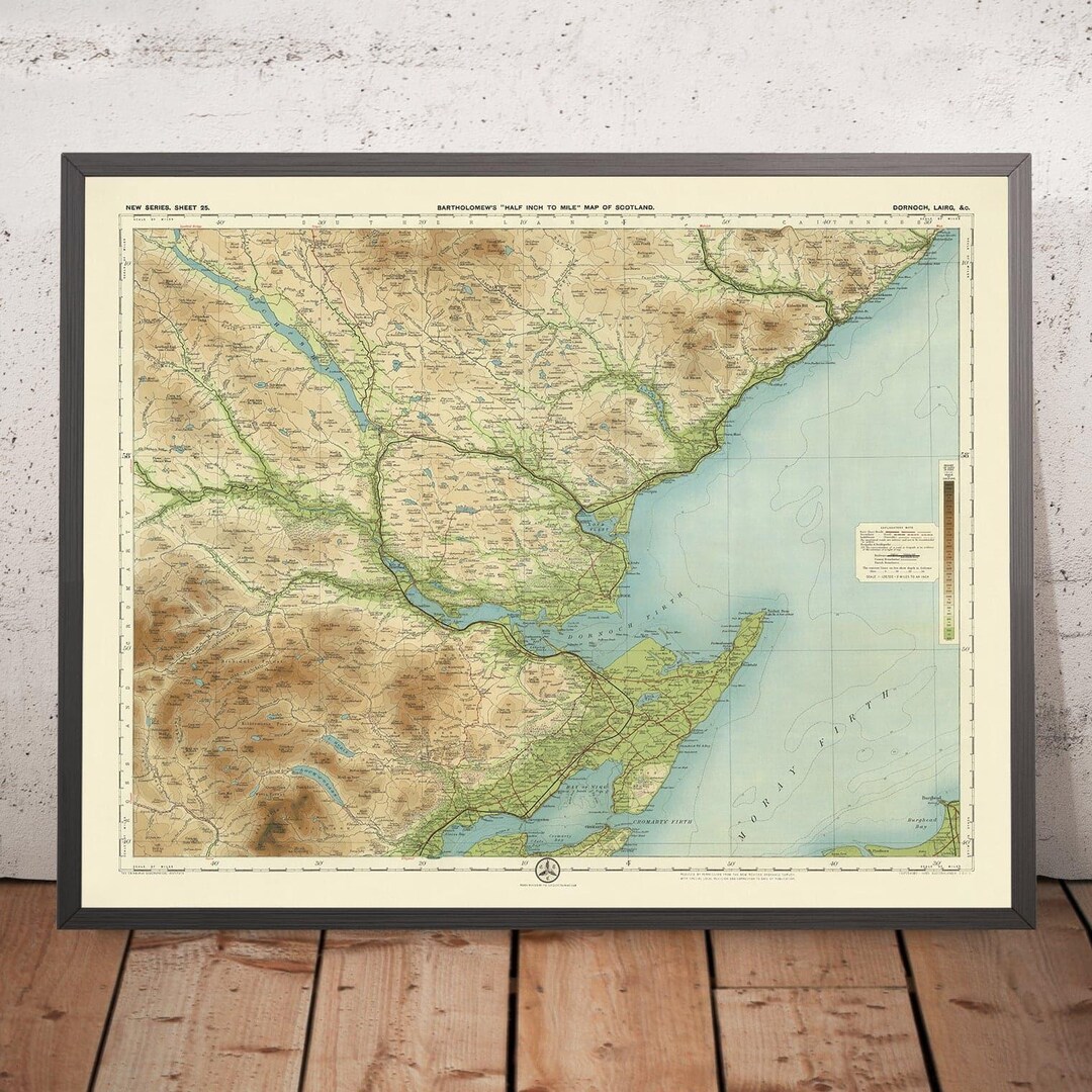 Old OS Map of Dornoch, Lairg, Sutherland by Bartholomew, 1901: Loch ...