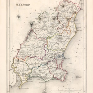 Old Map of County Wexford by Samuel Lewis, 1844: Enniscorthy, New Ross ...