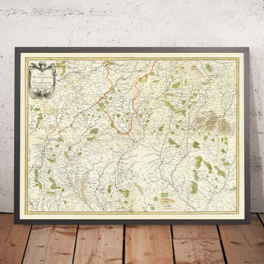 Old Map of the Champagne Region, France by Christopher Tassin, 1641 ...
