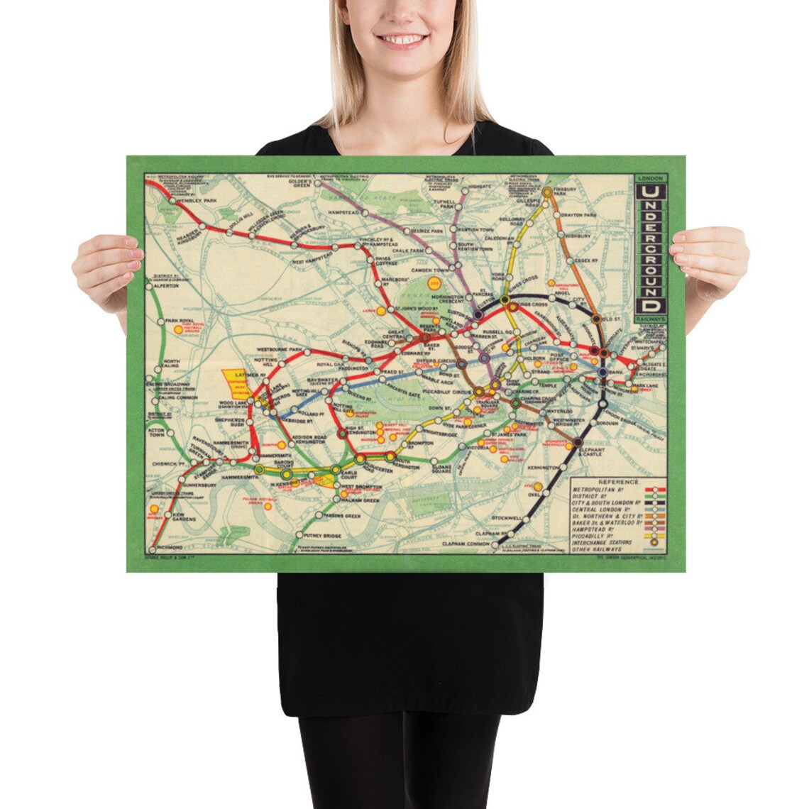 Old London Underground Tube Map 1912 - Oxford Circus, Piccadilly, Bank ...