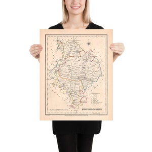 Old Map of Huntingdonshire by Samuel Lewis, 1844: St. Ives, St. Neots ...
