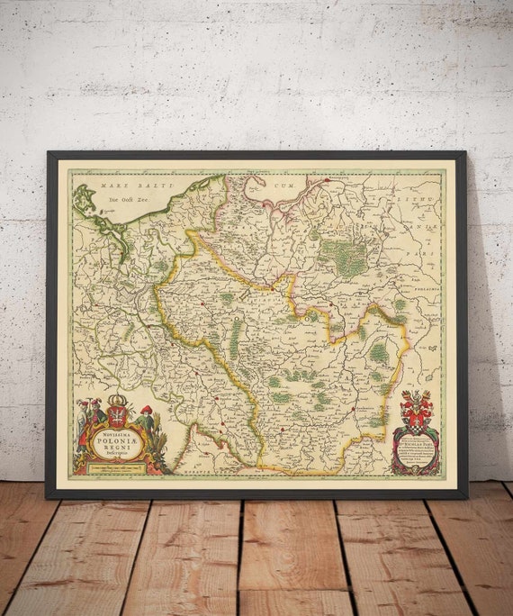 Old Map of Poland by Jan Jansson 1640 Germany Prussia | Etsy
