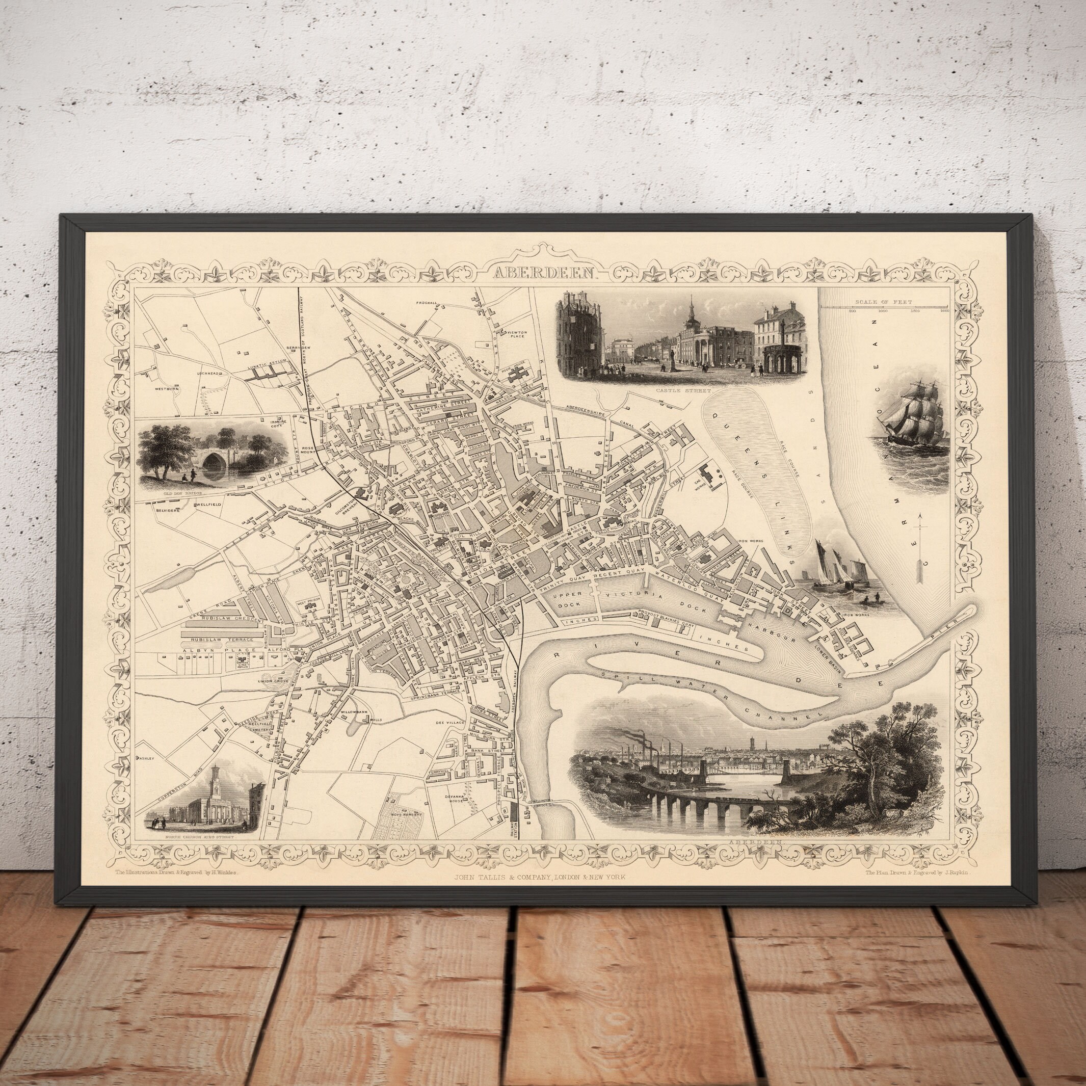 Old Map of Aberdeen Scotland in 1851 by Tallis & Rapkin | Etsy