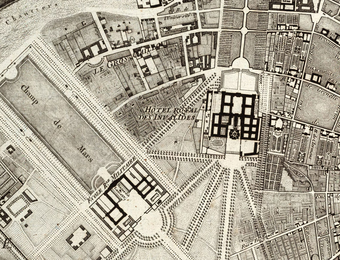 Rare Old Map of Paris 1795 by Roussel Louvre Invalides | Etsy