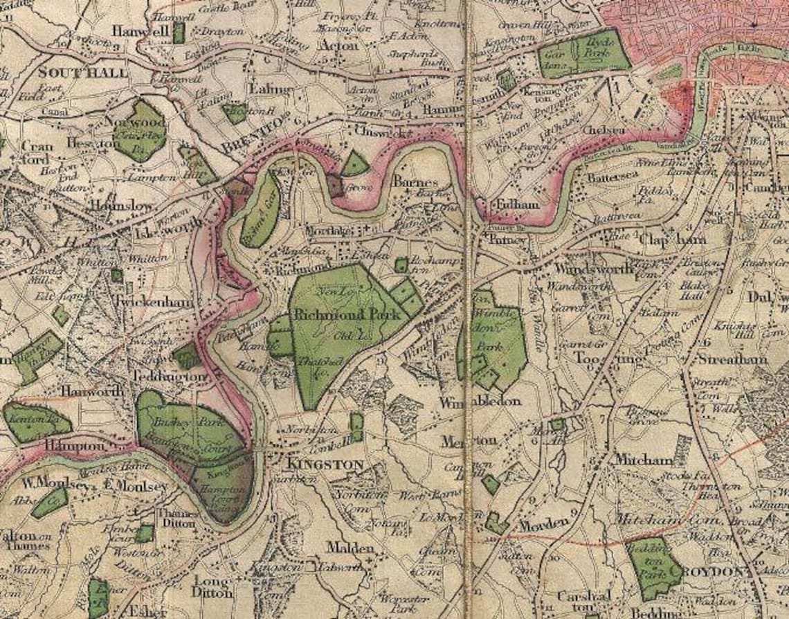 Old Map of London: Mogg's 24 Miles Around London, 1820 - Hampshire ...