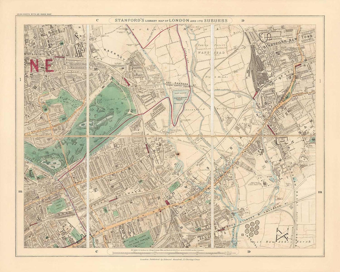 Old Map of East London in 1891 Victoria Park Hackney Bow - Etsy