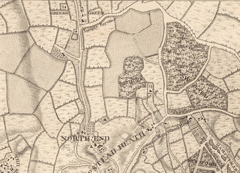 Old Map of West and North West London in 1746 by John Rocque ...