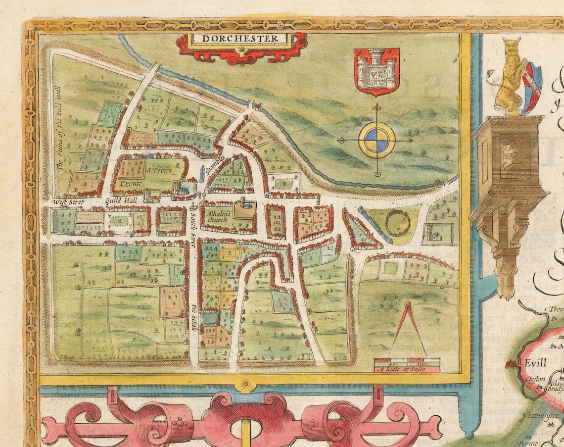 Old Map of Dorset in 1611 by John Speed - Poole, Weymouth, Dorchester ...