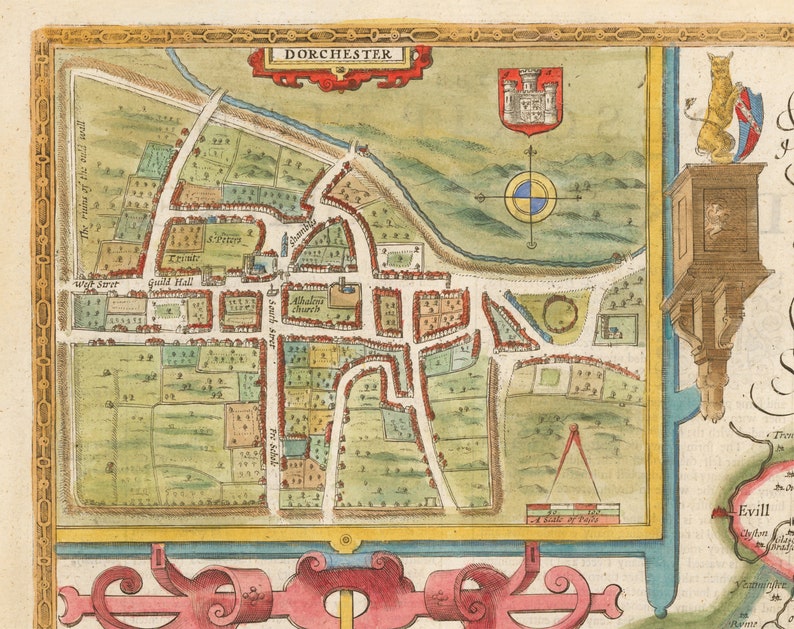 Old Map of Dorset in 1611 by John Speed - Poole, Weymouth, Dorchester ...