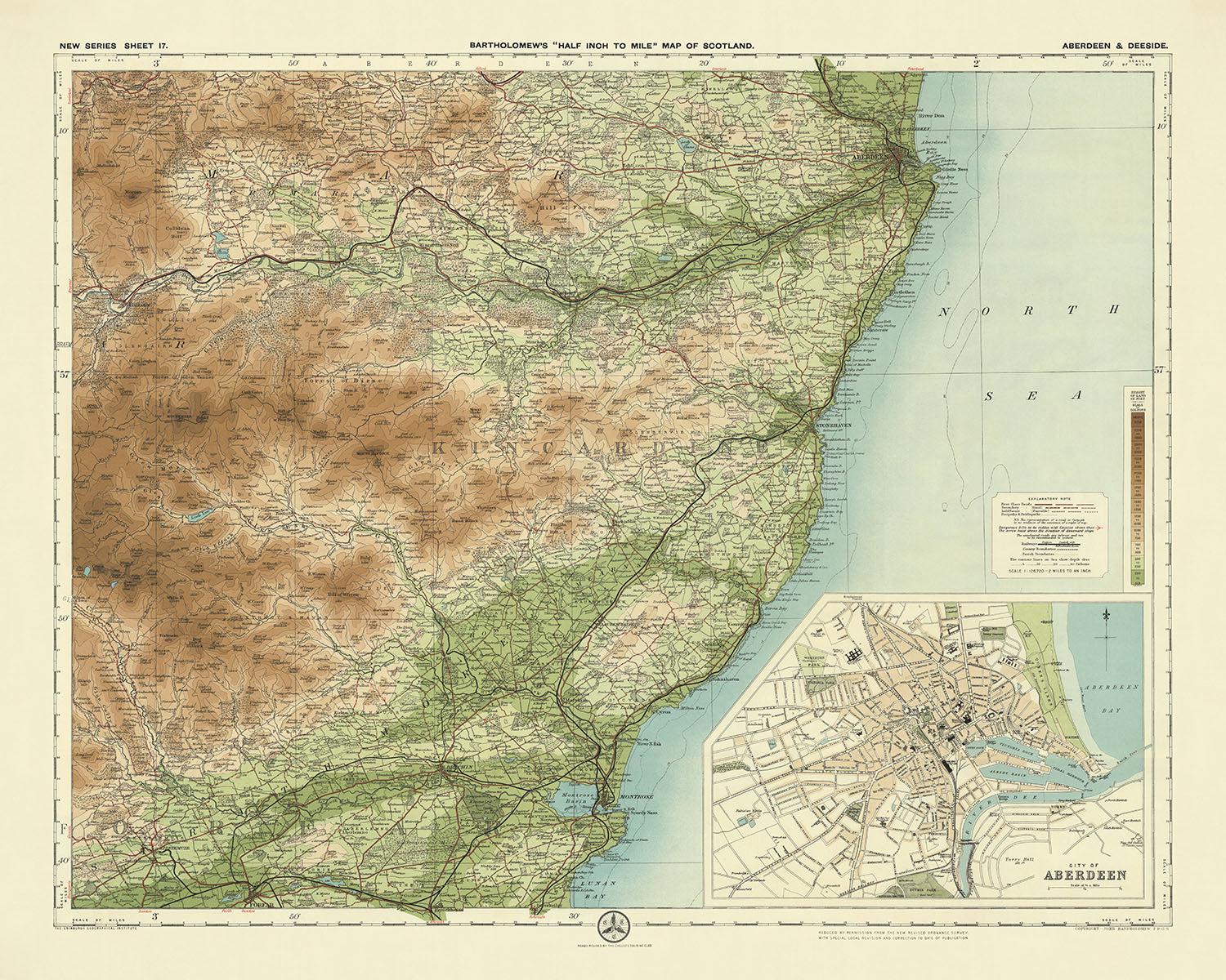 Old OS Map of Aberdeen & Deeside by Bartholomew, 1901: City Plan, River ...