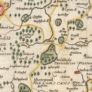 Old Map of Nottinghamshire, 1611 by John Speed - Nottingham, Mansfield ...