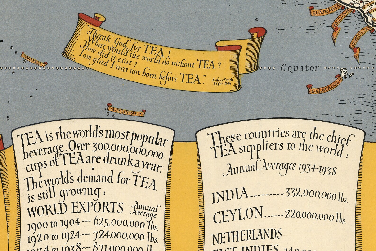 Tea World Map 1940 Rare Old Vintage Wall Chart by Macdonald - Etsy UK