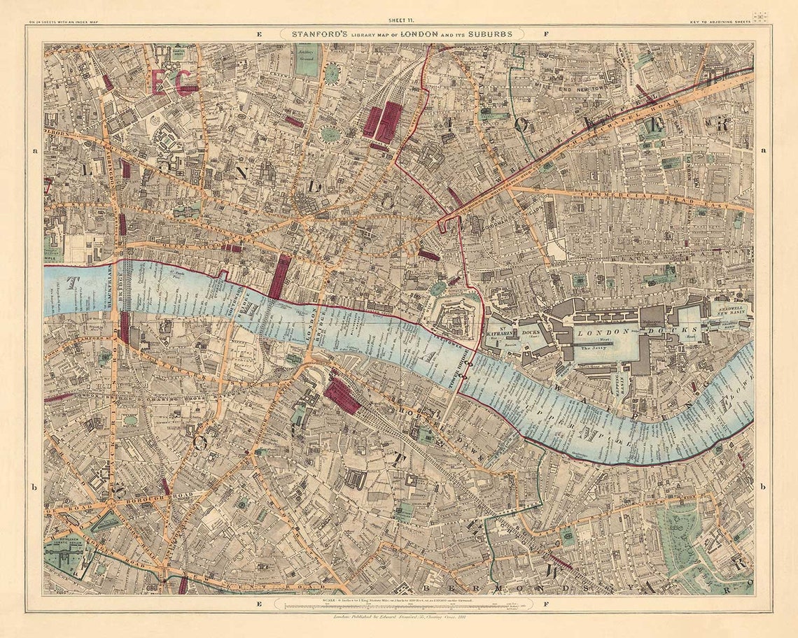 Old Map of City of London, 1891 - London Bridge, St Pauls, Liverpool St ...