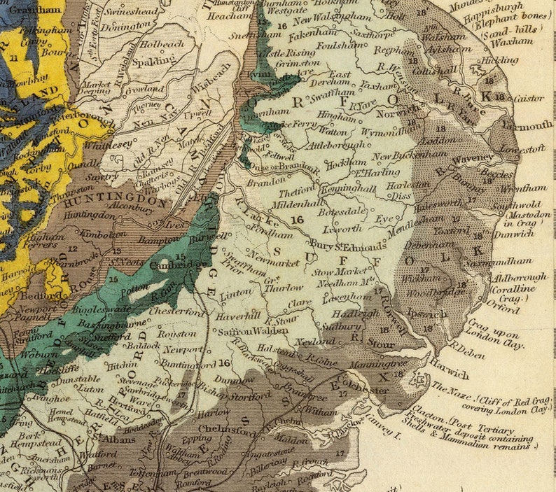 Old Geological Map of England & Wales, 1843 by Murchison - Britain, UK ...