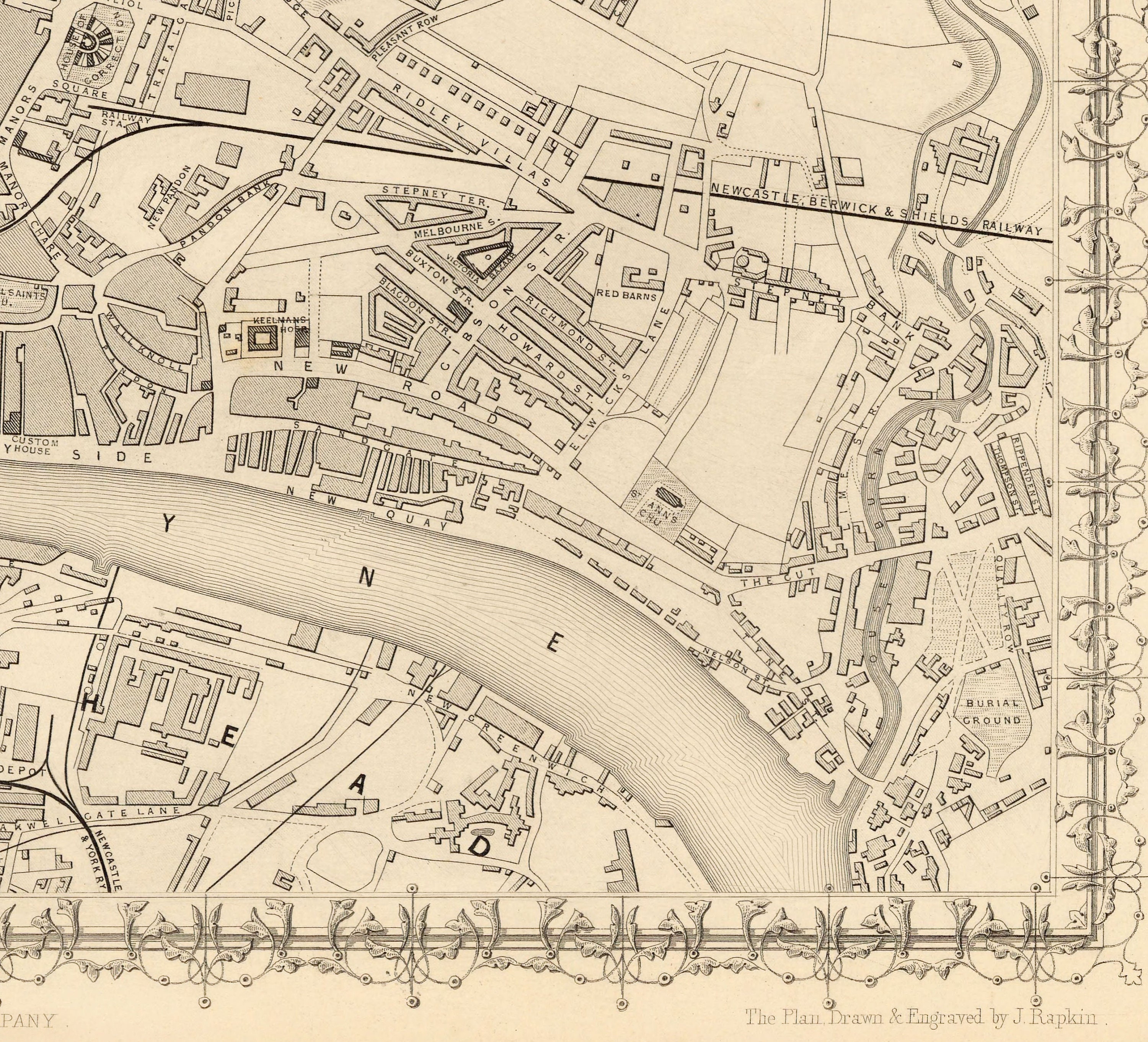 Old Map of Newcastle Upon Tyne & Gateshead in 1851 by Tallis - Etsy