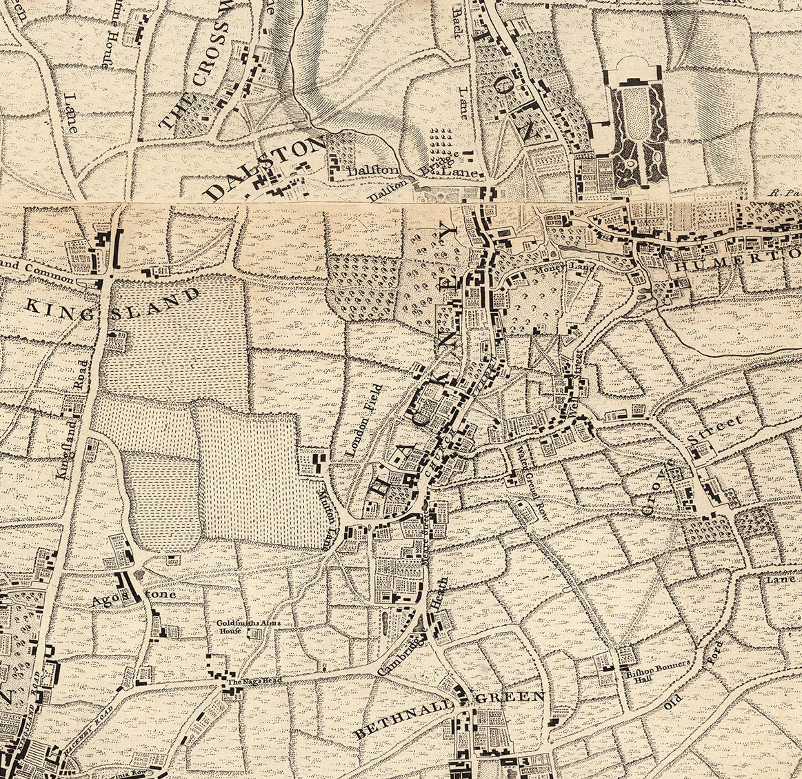 Old Map of London and 10 Miles Around by Rocque 1746 - Hackney ...