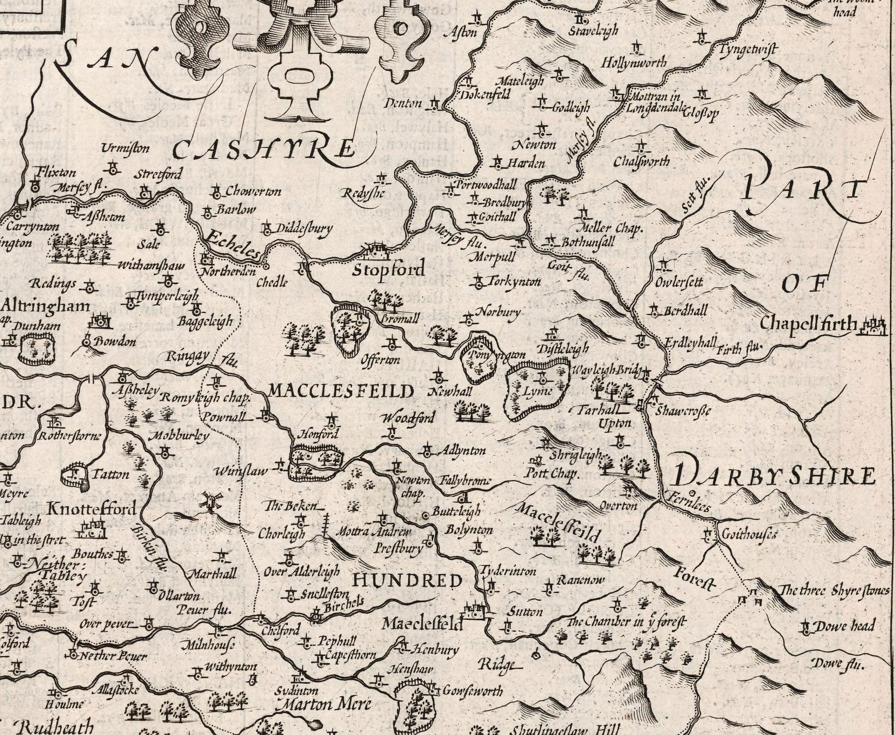 Old Map of Cheshire in 1611 by John Speed - Chester, Warrington, Crewe ...