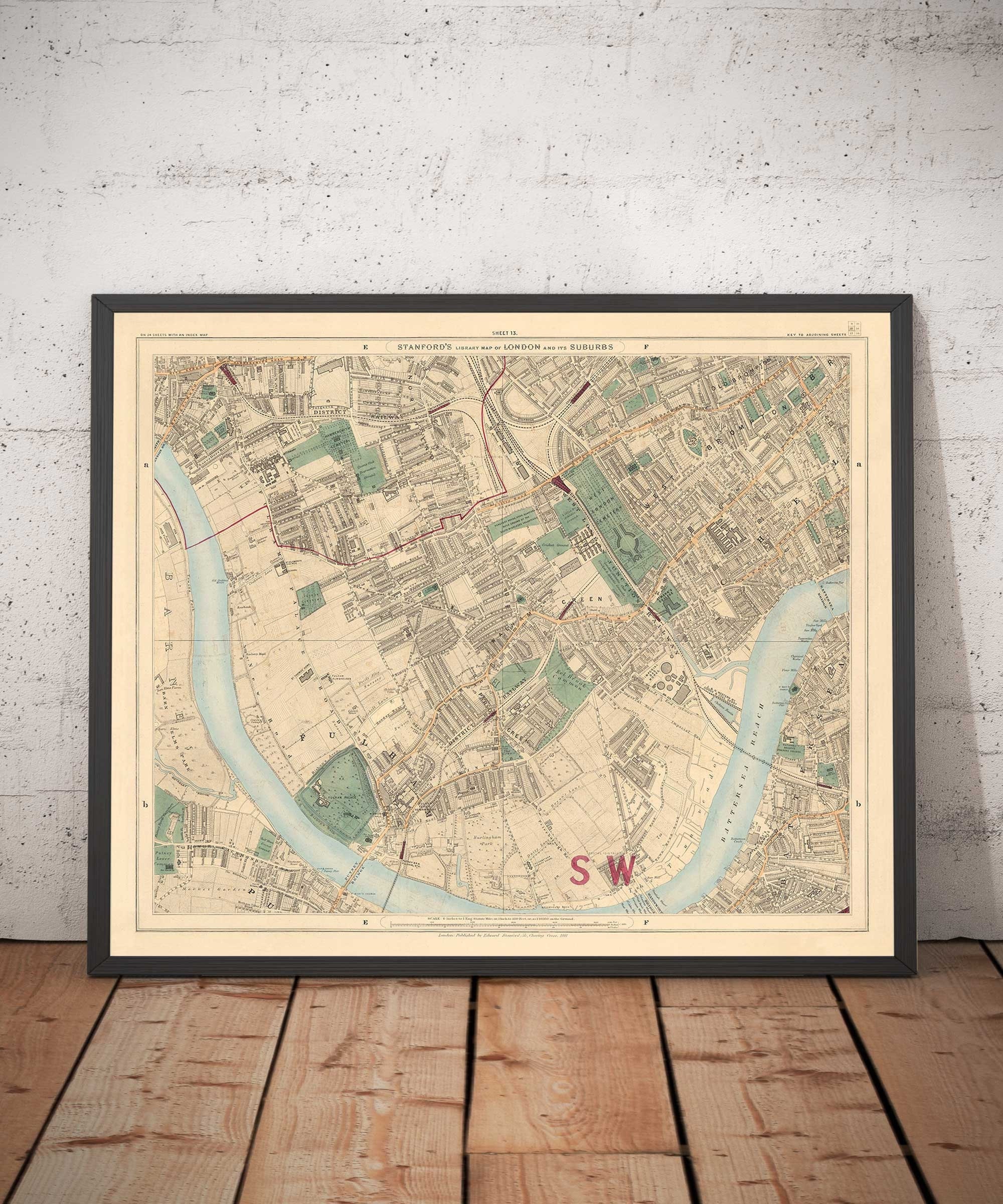 Old Map of West London, 1891 - Fulham, Brompton, Battersea, Hammersmith ...