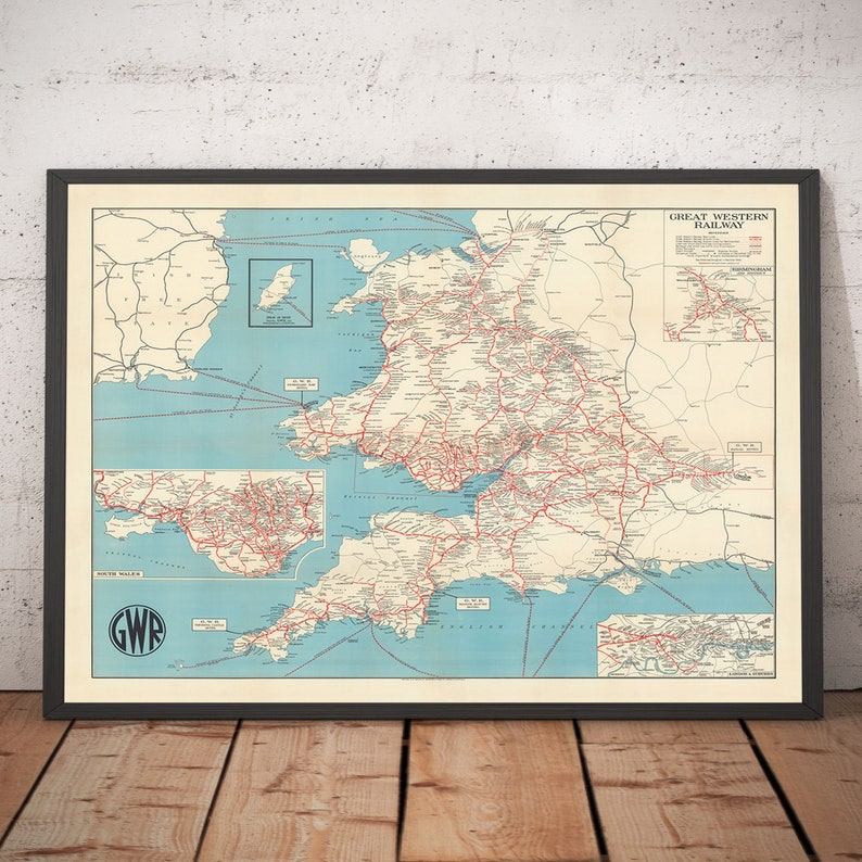 Old Map of Great Western Railway 1950 Pre-beeching Cuts GWR - Etsy Denmark