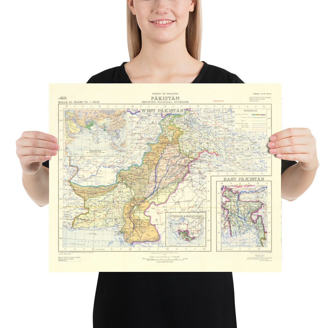 First Map of Pakistan, 1953 - Old Map of Independent West & East ...