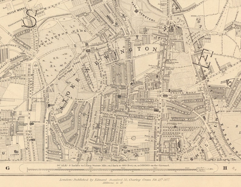 Old Map of North London 1862 Finsbury Park Hackney Downs | Etsy UK