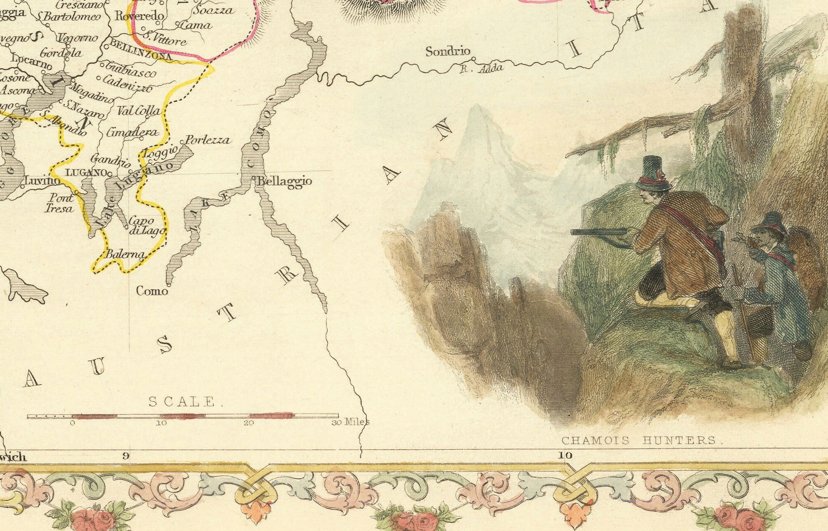 Old Map of Switzerland 1851 Bern Zurich Cantons Geneva | Etsy